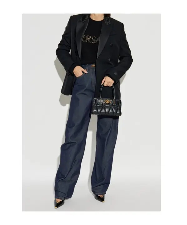 Versace Embellished Crew Neck Long Sleeve Sweater