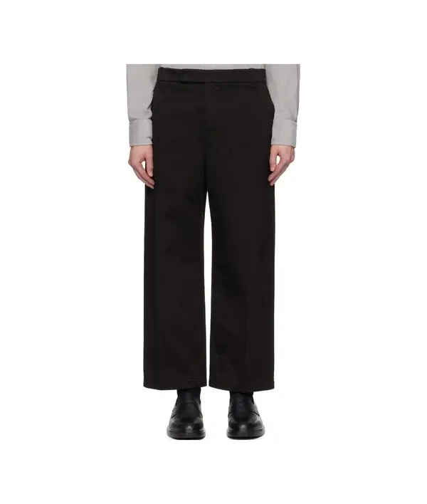 Thom Browne Pressed Crease Tapered Leg Chinos - Black