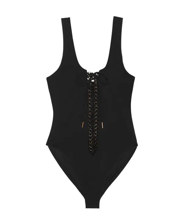 Saint Laurent Saharienne Braided Swimsuit - Black