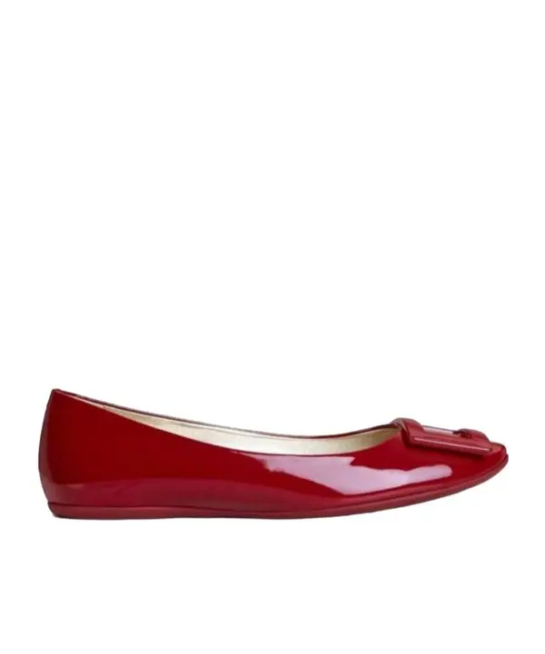 ROGER VIVIER Gommet Ballet Flats With Enamel Buckle - Red