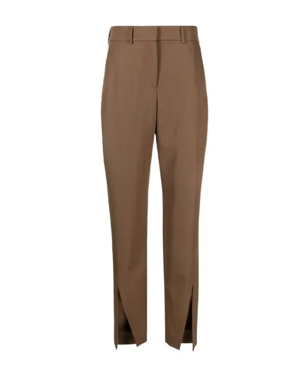 Balmain High Waist Trousers With Slit Detail - Brown
