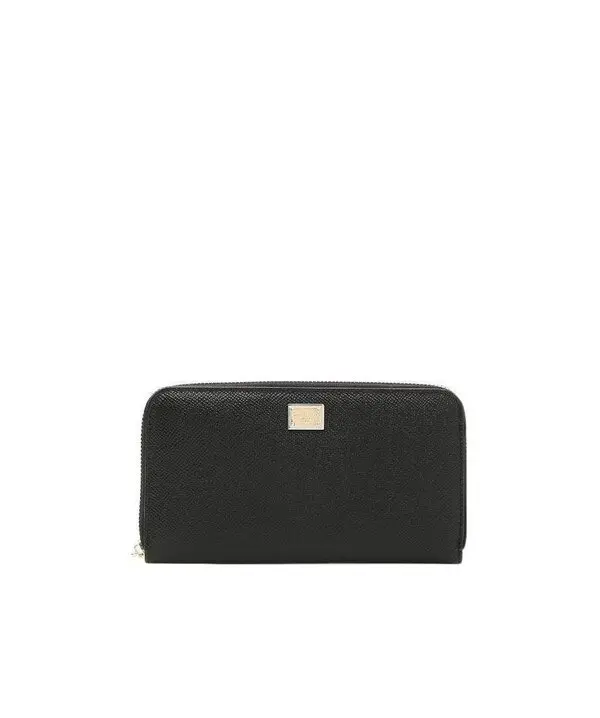 Dolce & Gabbana Dolce Gabbana Logo Plaque Zip-around Wallet - Black