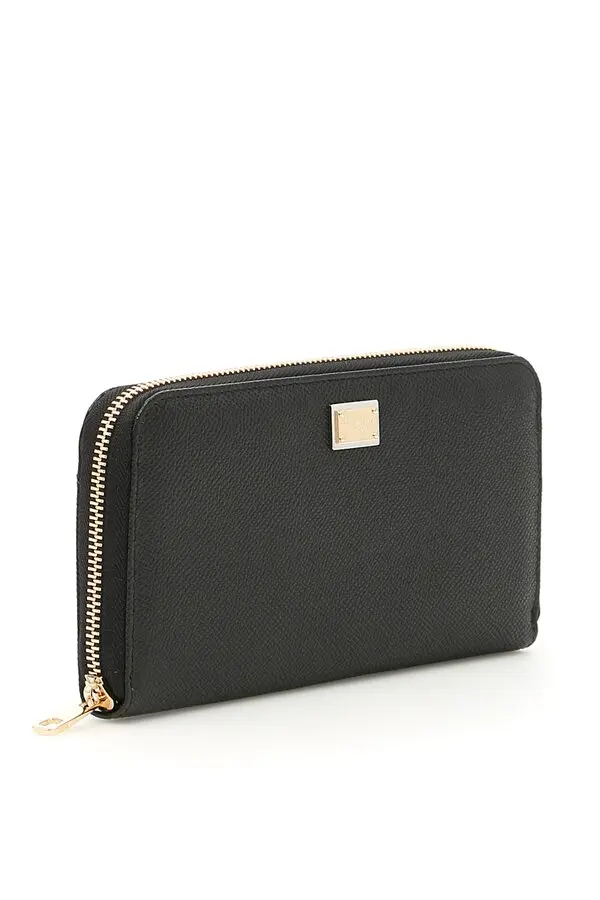 Dolce & Gabbana Dolce Gabbana Logo Plaque Zip-around Wallet - Black