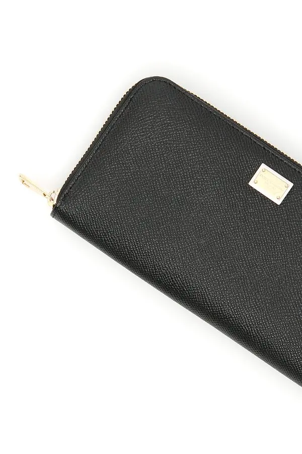 Dolce & Gabbana Dolce Gabbana Logo Plaque Zip-around Wallet - Black