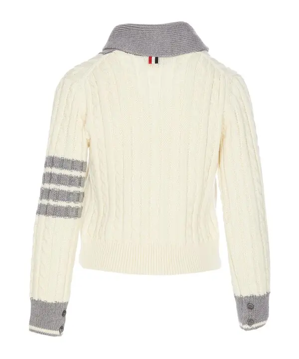 Thom Browne 4-bar Long Sleeve Shawl Collar Cardigan