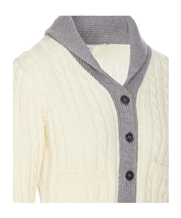 Thom Browne 4-bar Long Sleeve Shawl Collar Cardigan