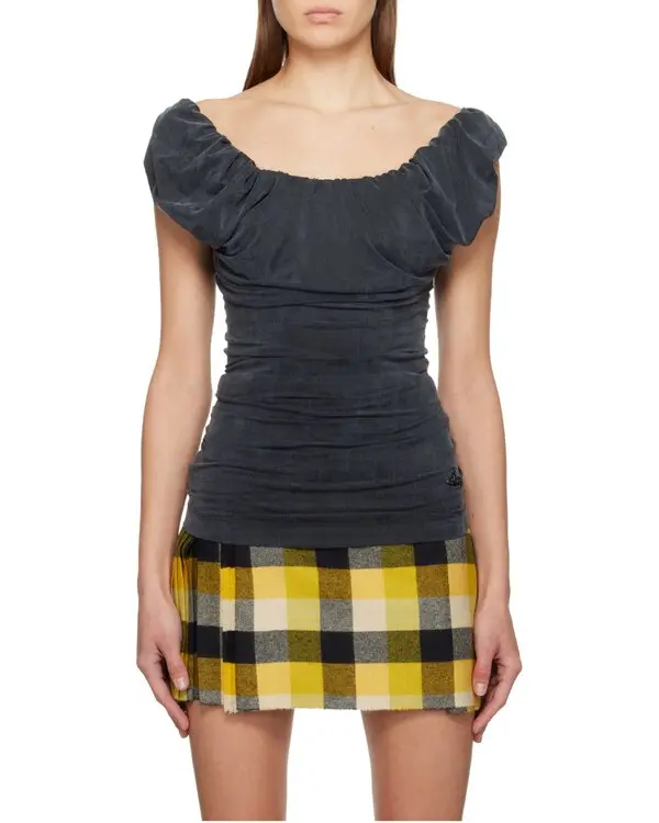 VIVIENNE WESTWOOD Elasticated Neckline Gathered Top - Blue