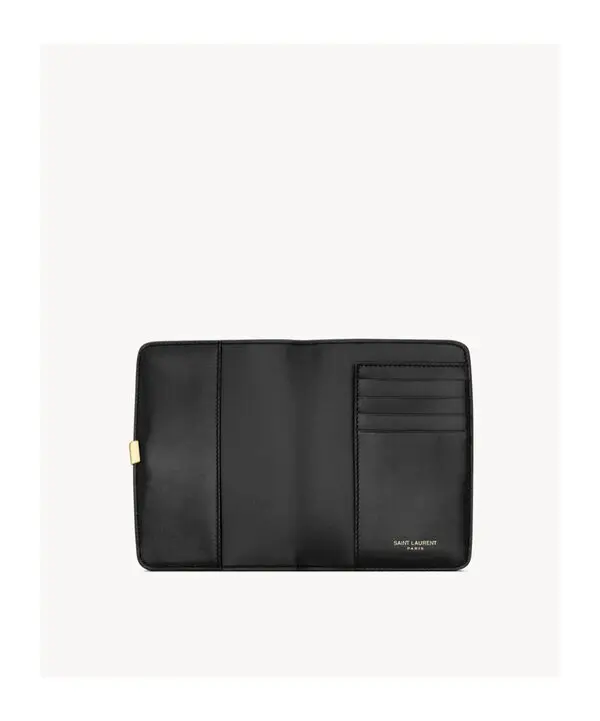 Saint Laurent Voltaire Passport Case - Black