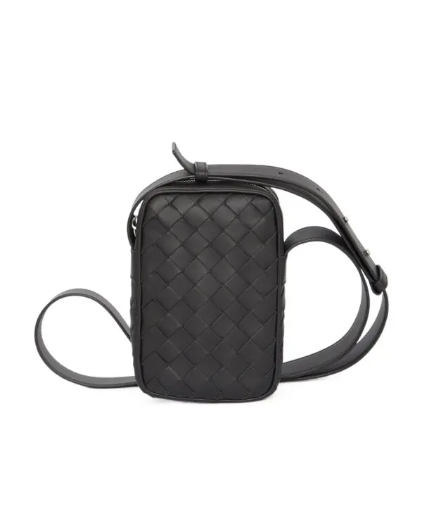 Bottega Veneta Intrecciato Strapped Crossbody Bag - Black