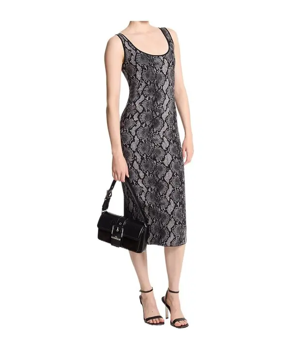 Michael Kors Sleeveless Snake-print Jacquard Midi Dress
