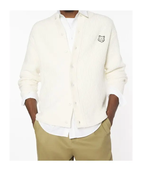 Maison Kitsuné Ribbed Knit Fox Head Cardigan