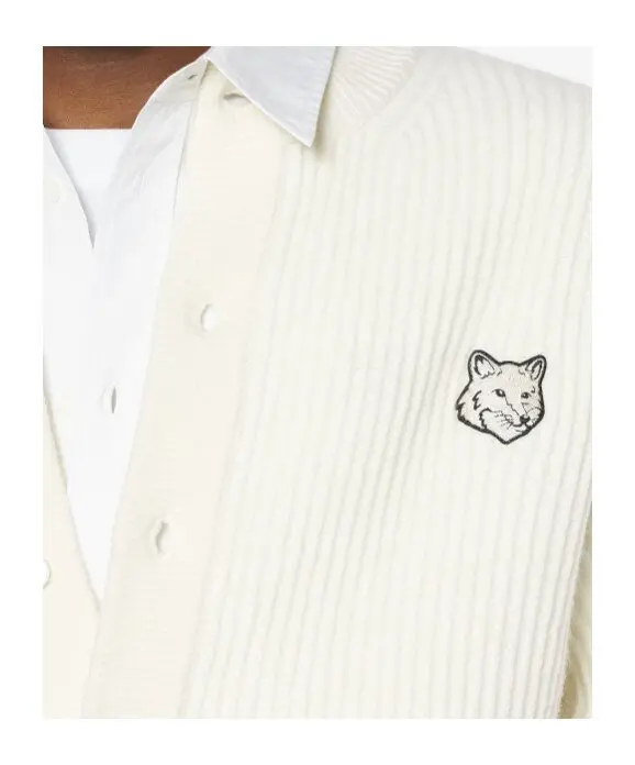 Maison Kitsuné Ribbed Knit Fox Head Cardigan