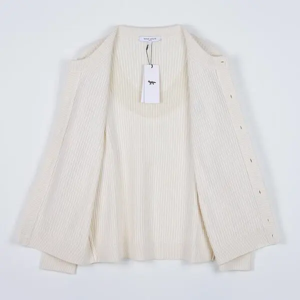Maison Kitsuné Ribbed Knit Fox Head Cardigan