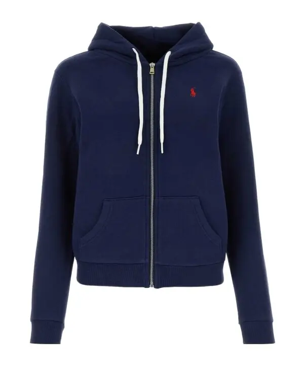 Polo Ralph Lauren Logo Embroidered Zip Hoodie - Black