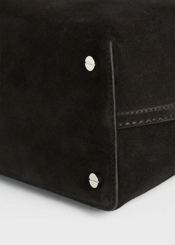 TOTEME Logo Plaque Foldover Top Shoulder Bag - Black