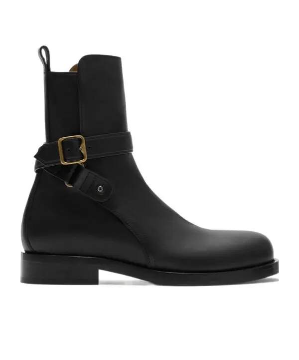 Burberry Round Toe Buckled Ankle Boots