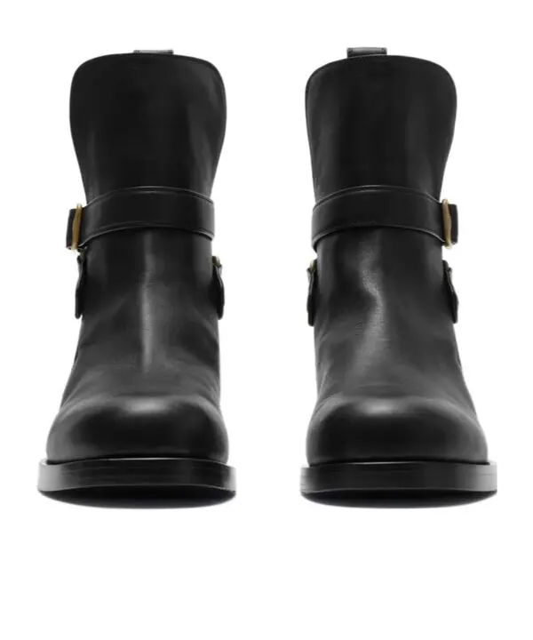 Burberry Round Toe Buckled Ankle Boots