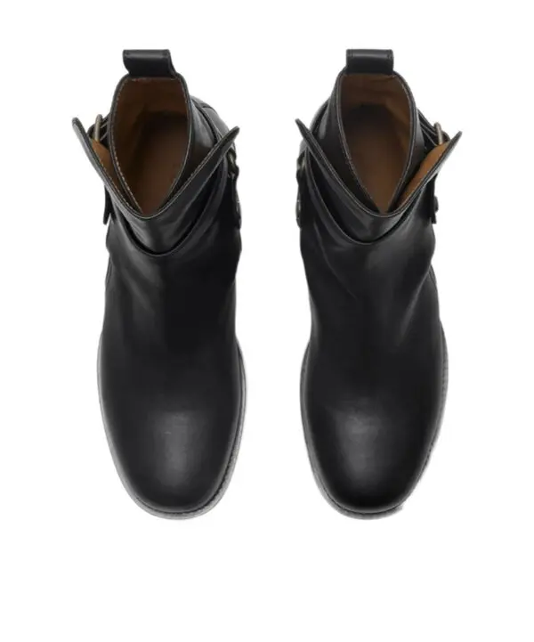 Burberry Round Toe Buckled Ankle Boots