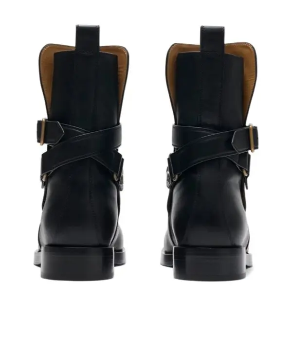 Burberry Round Toe Buckled Ankle Boots