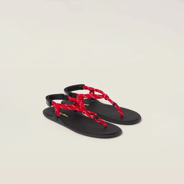 Miu Miu Round-toe Cord-strap Sandals - Red
