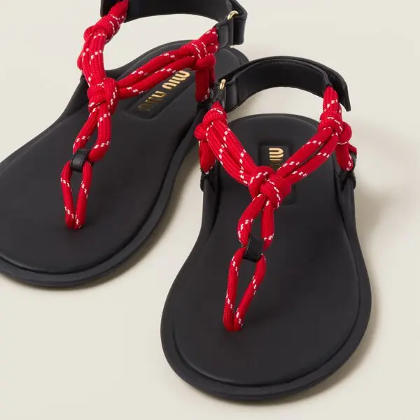 Miu Miu Round-toe Cord-strap Sandals - Red