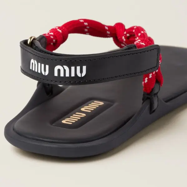 Miu Miu Round-toe Cord-strap Sandals - Red