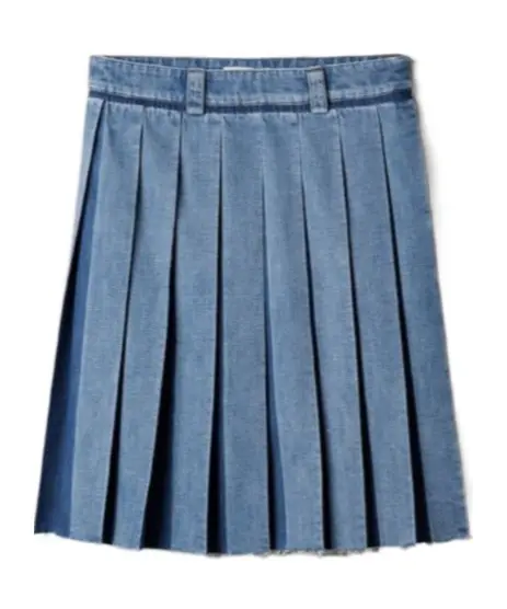 Miu Miu Pleated Denim Skirt - Light Blue