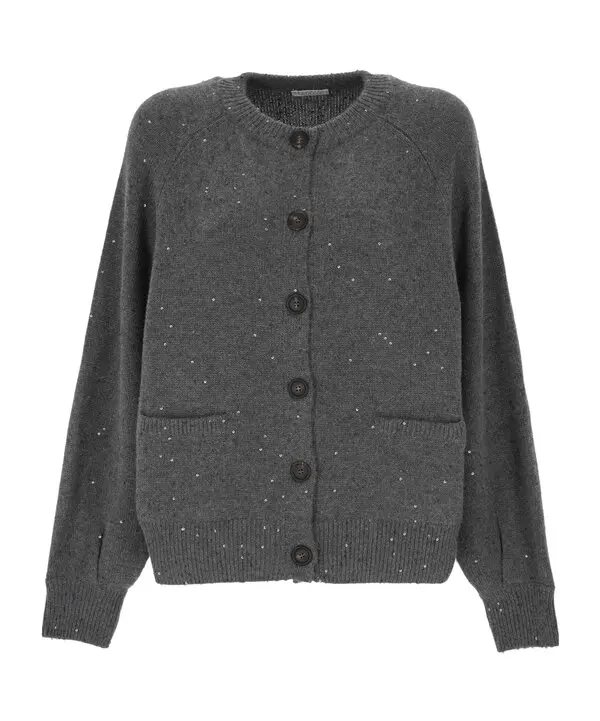 Brunello Cucinelli Sequin-embellished Button Cardigan - Black