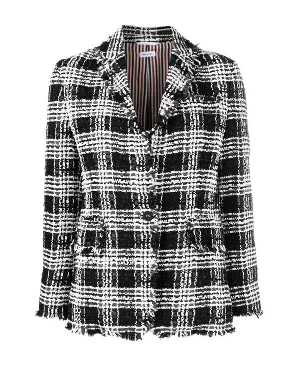 Thom Browne Hogan Checked Tweed Blazer - Black