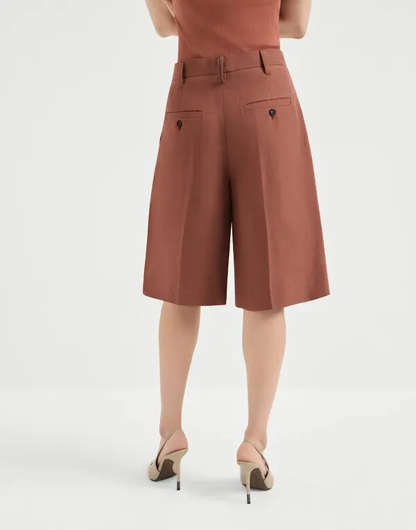 Brunello Cucinelli Pleated Bermuda Shorts With Monili Embellishment - Refractory Bricks