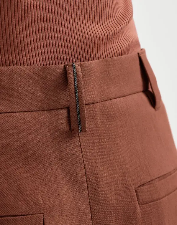 Brunello Cucinelli Pleated Bermuda Shorts With Monili Embellishment - Refractory Bricks
