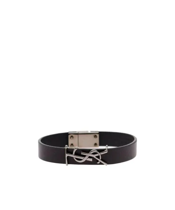 Saint Laurent Opyum Logo Plaque Bracelet - Black