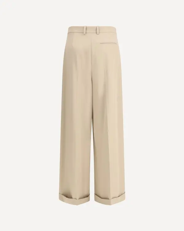 Loewe High-waisted Wide-leg Pleated Trousers With Anagram Embroidery