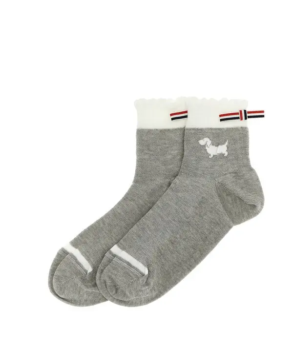 Thom Browne Hector Intarsia Knit Socks With Grosgrain Ribbon Bow - Gray