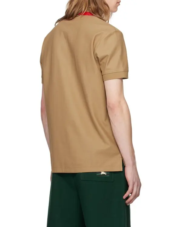 Burberry Logo Detailed Short Sleeved Polo Shirt - Nude
