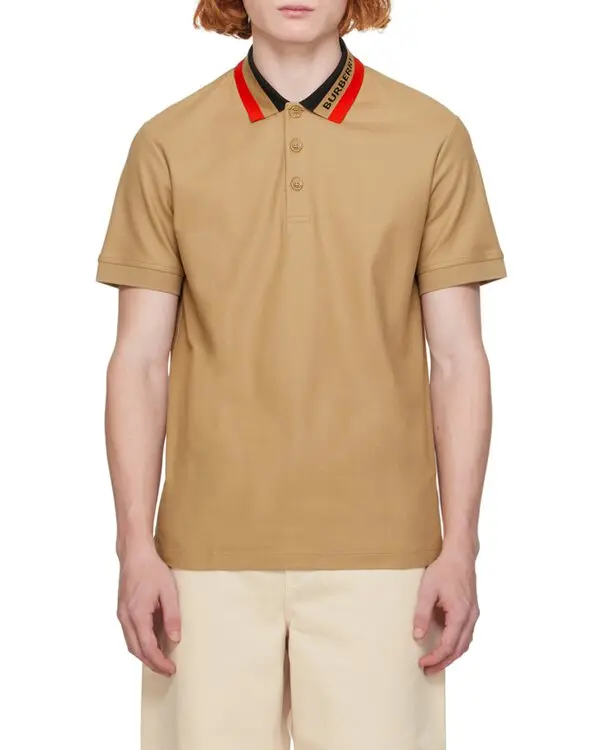 Burberry Logo Detailed Short Sleeved Polo Shirt - Nude