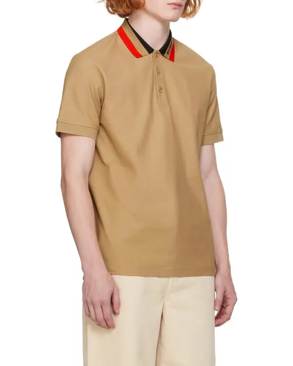 Burberry Logo Detailed Short Sleeved Polo Shirt - Nude