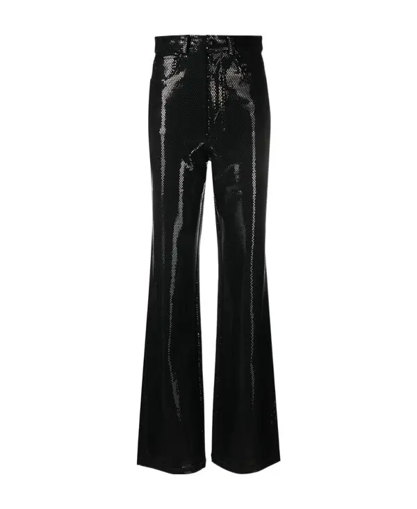 ROTATE BY BIRGER CHRISTENSEN Foil Jersey Straight-leg Trousers - Black