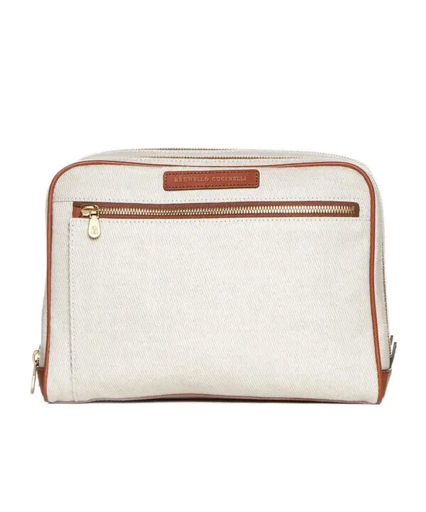 Brunello Cucinelli Logo Patch Beauty Case - White