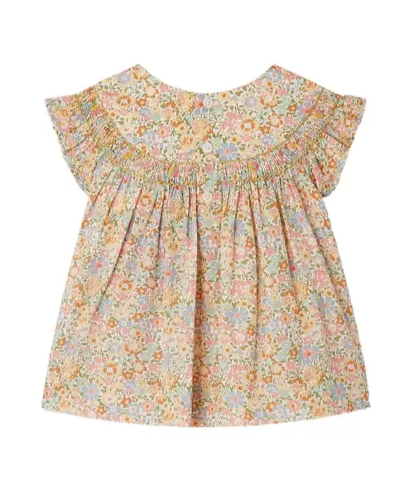Bonpoint Eliotine Smocked Blouse - Nude