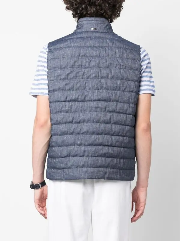 Herno Quilted Denim Gilet - Gray