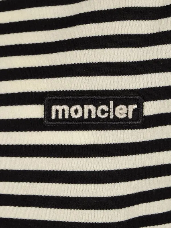 Moncler Logo Patch Striped Crewneck T-shirt - White/black