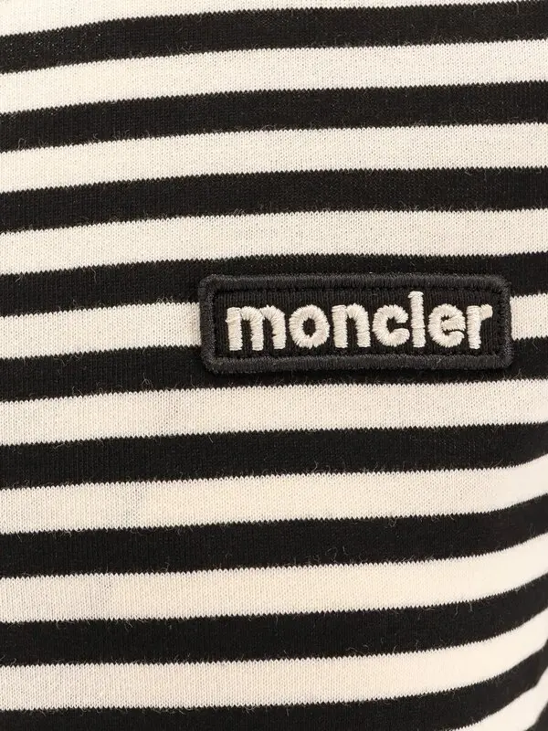 Moncler Logo Patch Striped Crewneck T-shirt - White/black
