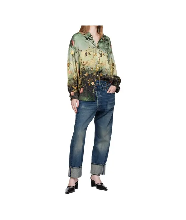 R13 Relaxed-fit Cuffed Cross Jeans - Blue
