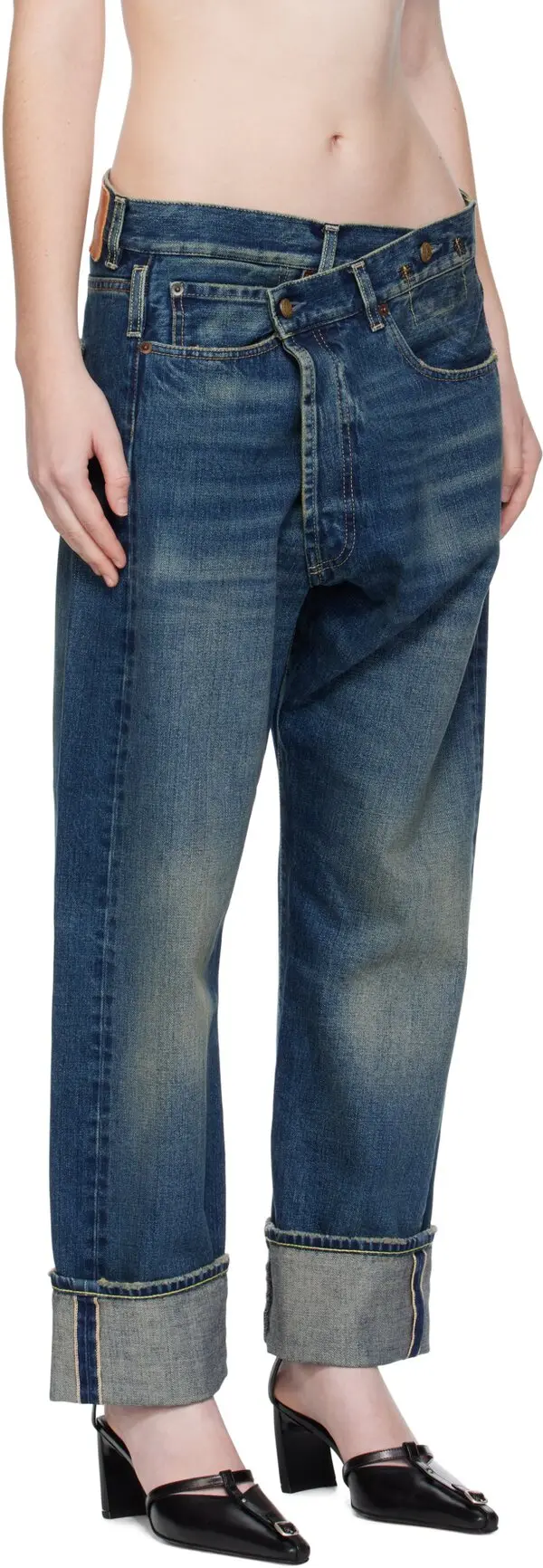 R13 Relaxed-fit Cuffed Cross Jeans - Blue