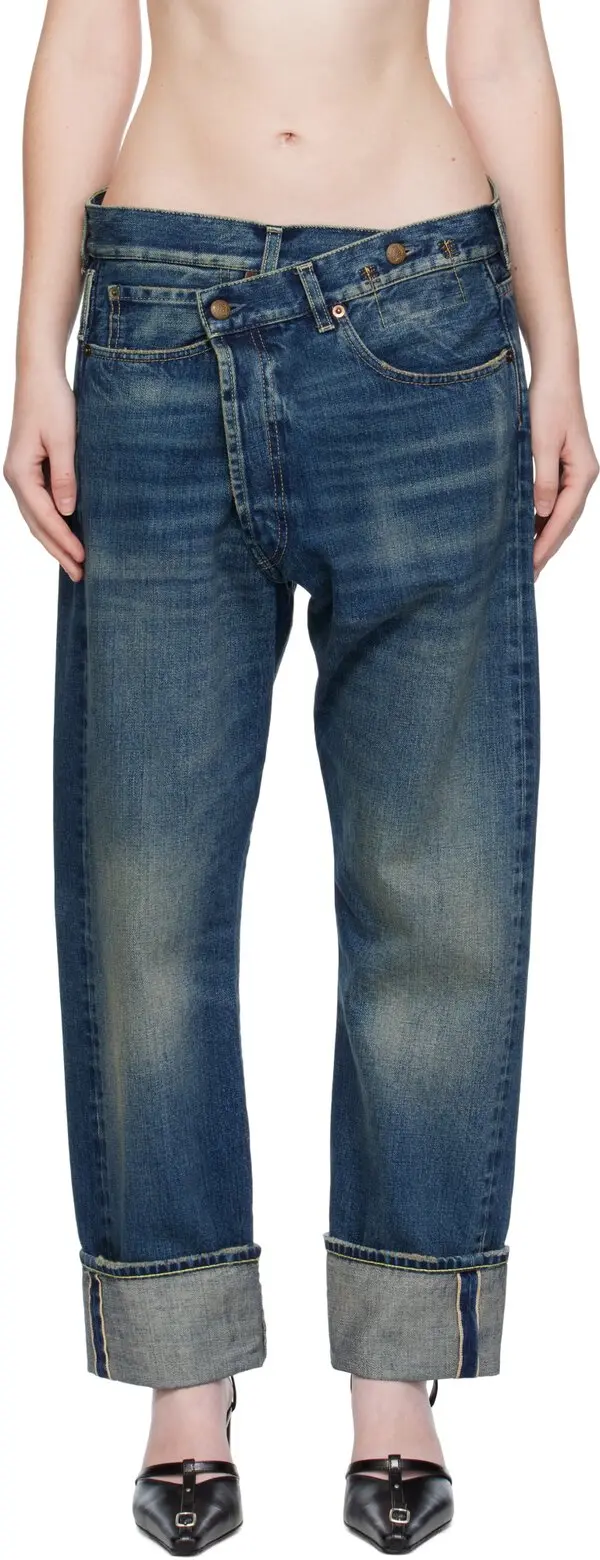 R13 Relaxed-fit Cuffed Cross Jeans - Blue