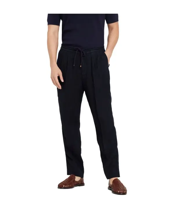 Brunello Cucinelli Elasticated Waistband Drawstring Pants - Midnight Blue