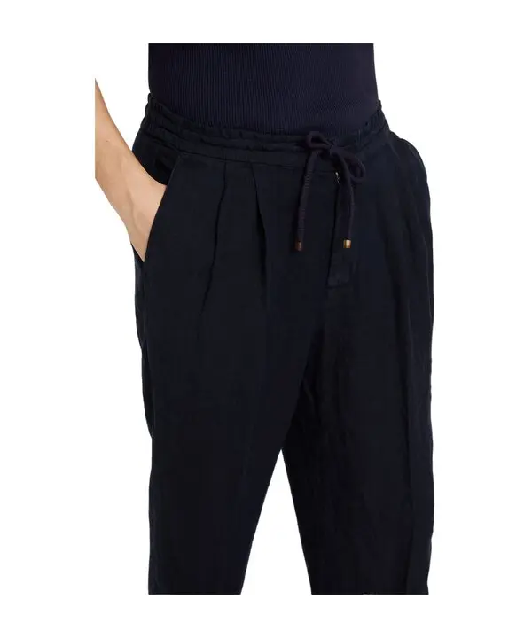 Brunello Cucinelli Elasticated Waistband Drawstring Pants - Midnight Blue