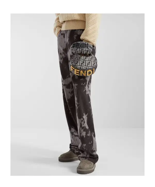Fendi Monogram Embossed Suede Shearling Lined Boots