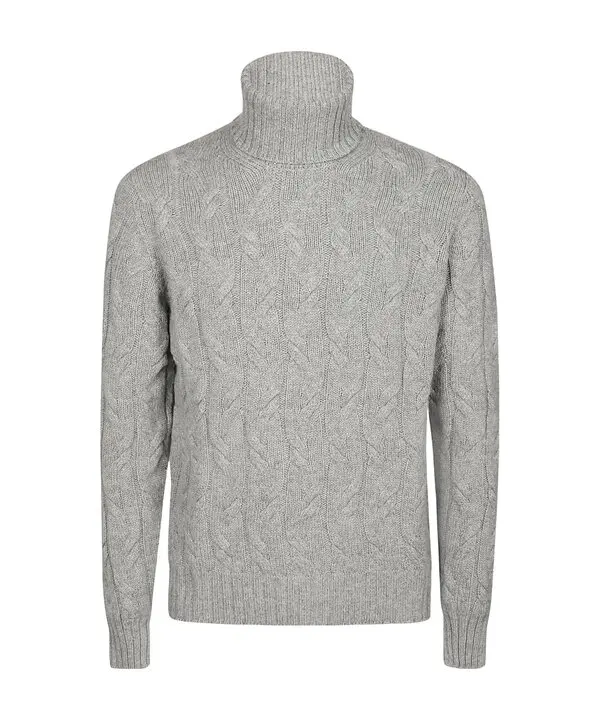 DRUMOHR Cashmere Sweater With High Neck And Ribbed Details - Gray